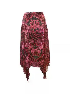 Versace Orchid Print Asymmetric Skirt