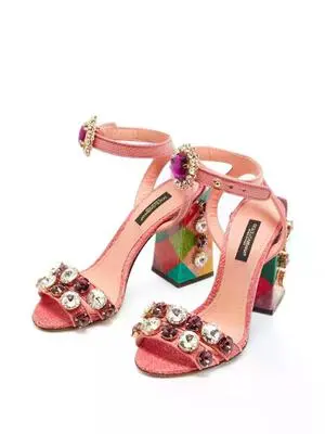 DOLCE & GABBANA Crystal-embellished Lizard-effect Sandals