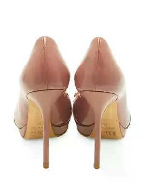Dior Patent Leather Bow Peep-toe Pumps