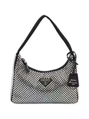PRADA 2000 Re-edition Crystal-embellished Shoulder Bag