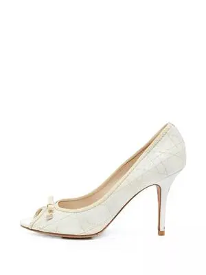 Dior Cannage Quilted Bow-embellished Pumps - White