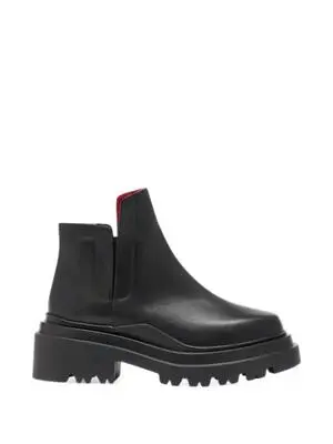 Plan C Leather Chunky Sole Ankle Boots