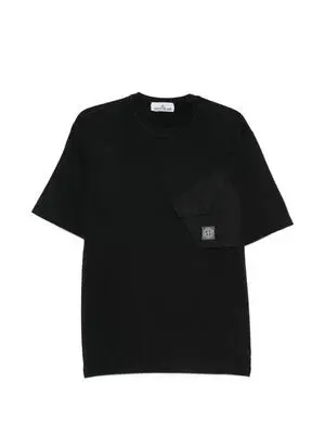 Stone Island Logo-patch Chest-pocket T-shirt - Black