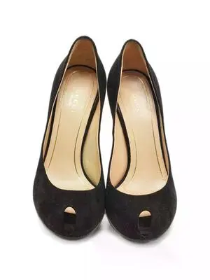 Gucci Suede Peep-toe High Heel Pumps