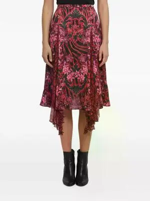 Versace Orchid Print Asymmetric Midi Skirt - Pink