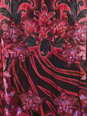 VERSACE Orchid-print Asymmetric Midi Skirt