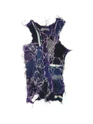 BORBALA Patchwork Raw-edge Tank Top
