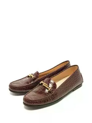 TOD'S Croc-embossed Leather Loafers With Gold-tone Hardware