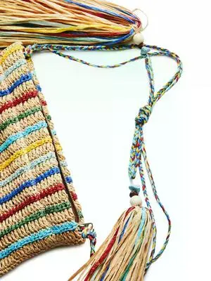 Patrizia Pepe Striped Fringed Shoulder Bag