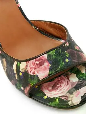 Givenchy Shark Lock Floral Print Leather Sandals