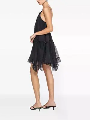 NISSA Lace Applique Silk Dress