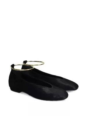 CHANTAL Gold-tone Anklet-strap Ballet Flats - Black