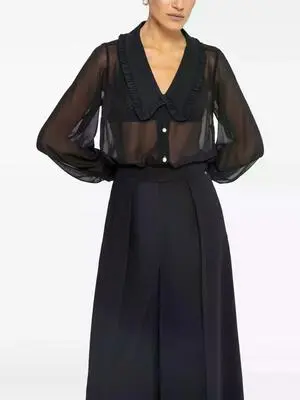 NISSA Pearl-detail Chiffon Shirt