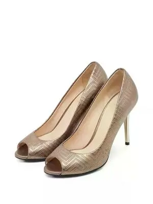 Versace Peep-toe Pumps With -tone Greca-pattern Detailing