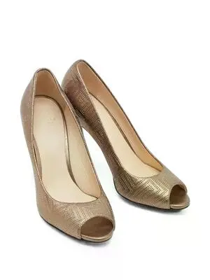 Versace Peep-toe Pumps With -tone Greca-pattern Detailing