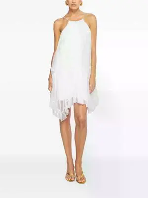 NISSA Lace Applique Silk Dress
