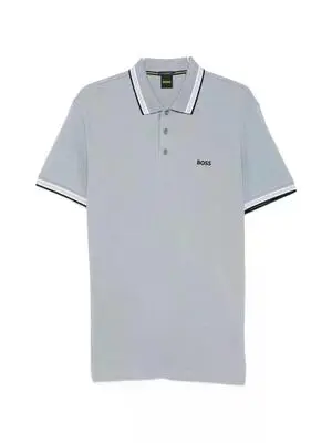 BOSS Paddy Logo-embroidered Tipped Polo Shirt - Grey