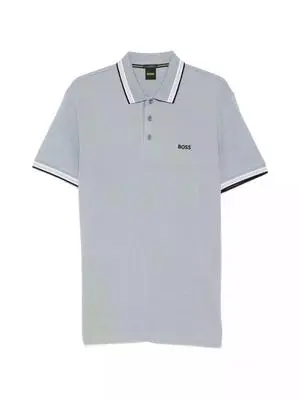 BOSS Paddy Logo-embroidered Tipped Polo Shirt - Grey