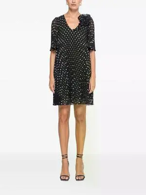 NISSA Polka-dots Pleated Midi Dress