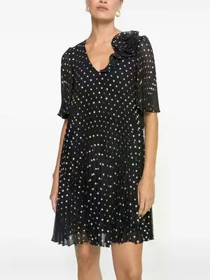 NISSA Polka-dots Pleated Midi Dress