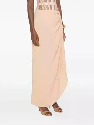 MUGLER Draped Button-detail Skirt - Neutrals