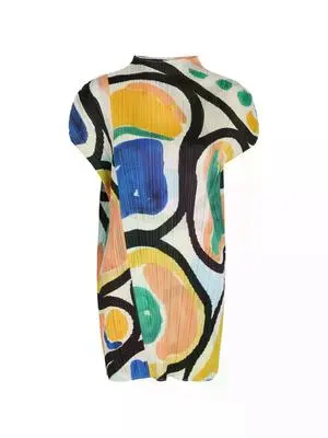 Issey Miyake Roll Abstract-print Mini Dress - Neutrals