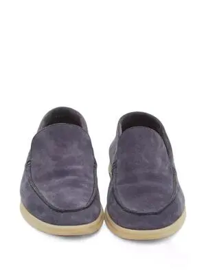 Loro Piana Summer Charms Walk Suede Loafers - Blue