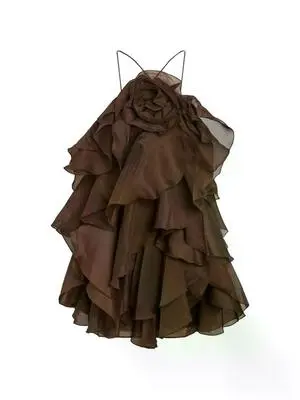 Aje Pandorea Ruffled Mini Dress - Brown