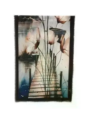 D'ANIELLO Graphic-print Frayed-edge Scarf - Neutrals