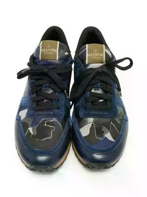 Valentino Garavani Rockrunner Camouflage Leather Sneakers - Blue