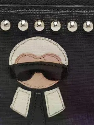 Fendi Karlito Studded Continental Leather Wallet