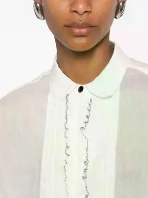 FORTE_FORTE Sheer Ruffle Trim Shirt