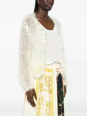 FORTE_FORTE Open-knit Bead-embellished Cardigan