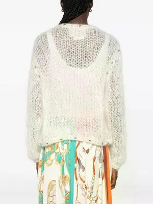FORTE_FORTE Open-knit Bead-embellished Cardigan