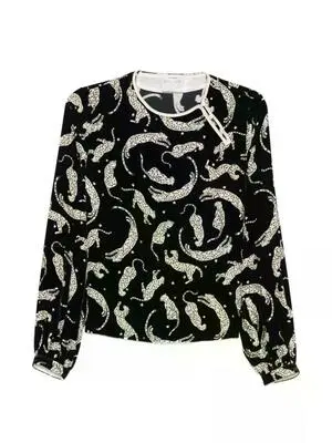 FORTE_FORTE Velvet-effect Leopard Print Long Sleeve Top
