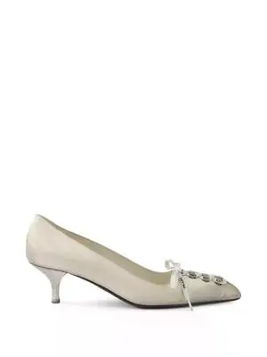Prada Antiqued Leather Pumps - Neutrals