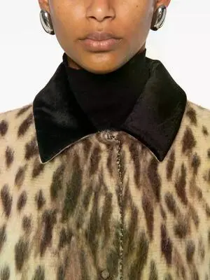 FORTE_FORTE Animal Print Contrast Collar Coat