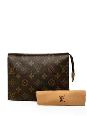 LOUIS VUITTON 2001 Monogram Toiletry Pouch 19 Clutch Bag Brown