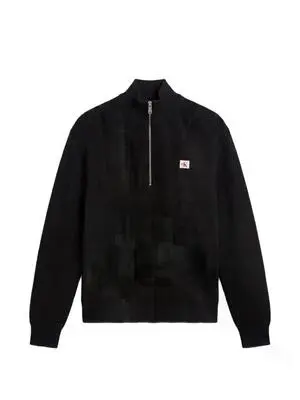 Calvin Klein Quarter-zip Waffle-knit Sweater - Black