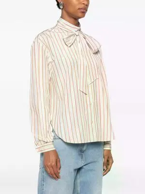 FORTE_FORTE Striped Bow Shirt