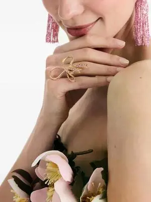 Oscar De La Renta Bow Crystal-embellished Ring