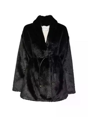 FORTE_FORTE Chevron-patterned Belted Coat