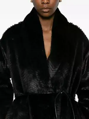 FORTE_FORTE Chevron-patterned Belted Coat