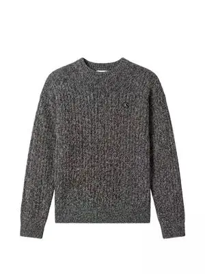 Calvin Klein Logo-patch Marl-knit Sweater - Grey
