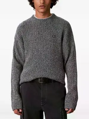 Calvin Klein Logo-patch Marl-knit Sweater