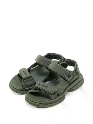 Balenciaga Tourist Flat Sandals With Touch-strap Fastening - Green
