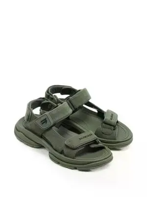 Balenciaga Tourist Flat Sandals With Touch-strap Fastening - Green