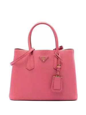 Prada 2010-2026 Medium Saffiano Cuir Double Satchel - Pink