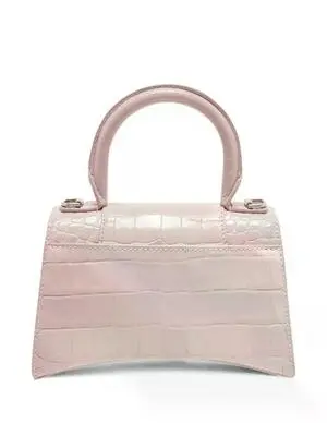 Balenciaga Xs Hourglass Crocodile-embossed Handbag - Pink