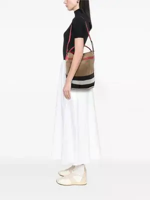 Burberry 2000-2017 Medium Mega Check Canvas Ashby Bucket Bag Satchel